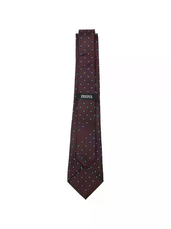 Zegna Square Polka Dot Tie - Red