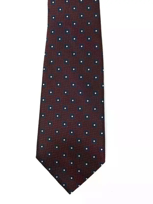 Zegna Square Polka Dot Tie - Red