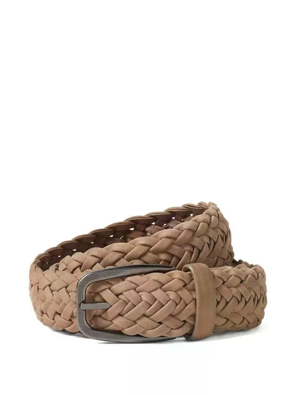Zegna Braided Nubuck Belt - Neutrals