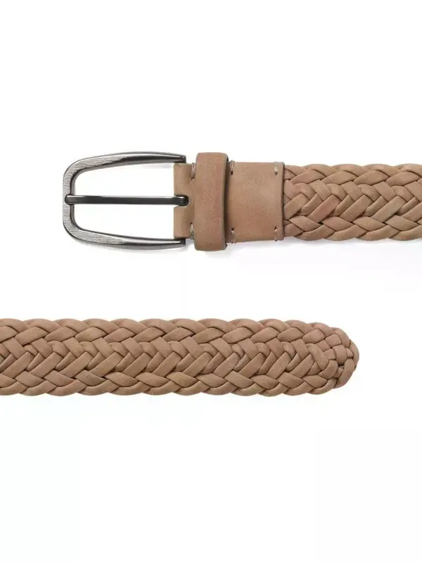 Zegna Braided Nubuck Belt - Neutrals