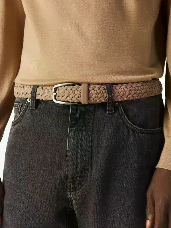 Zegna Braided Nubuck Belt - Neutrals