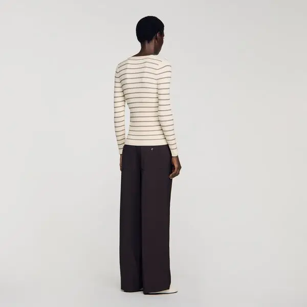 Sandro Striped Ribbed Cardigan