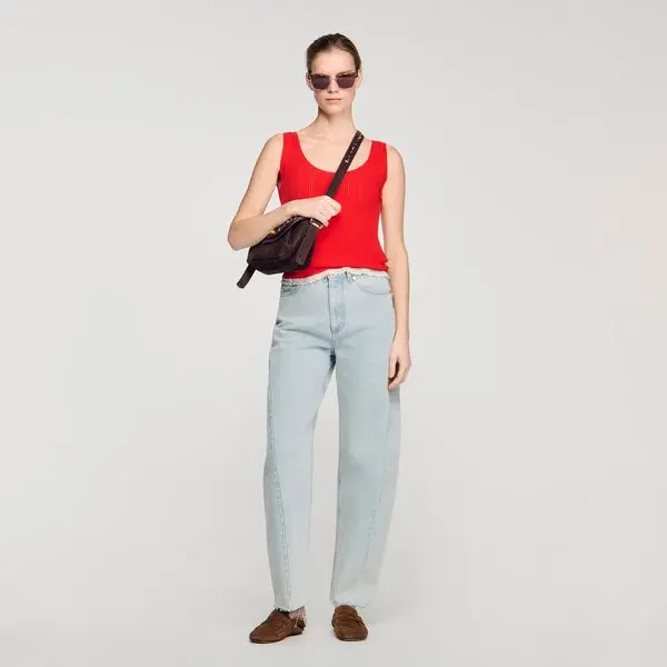 Sandro Knit Vest With Lace Trim
