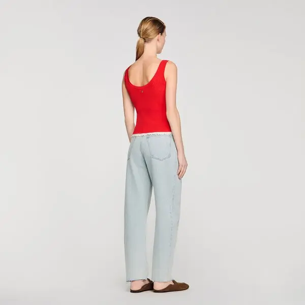 Sandro Knit Vest With Lace Trim