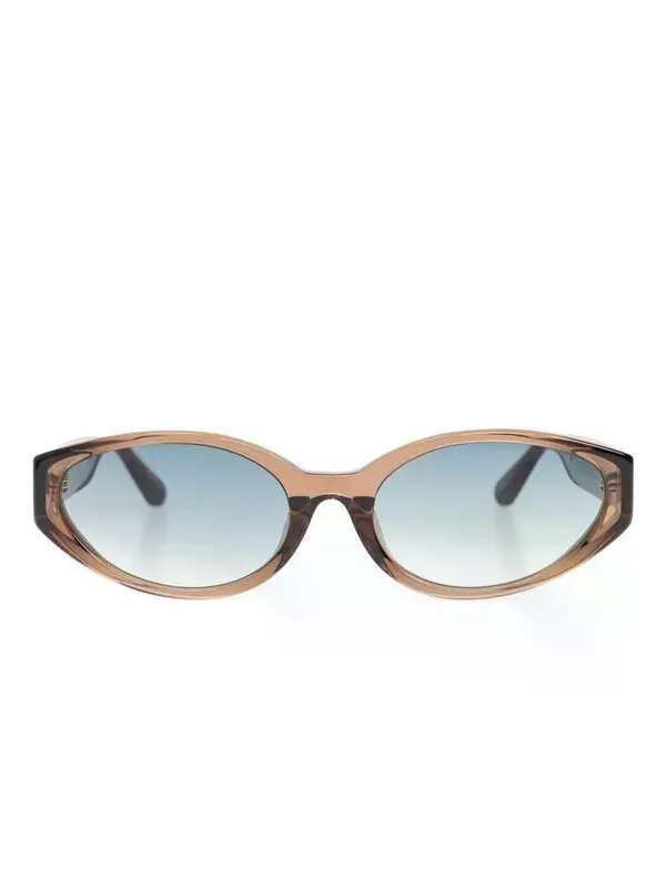 Linda Farrow Oval-frame Sunglasses - Brown