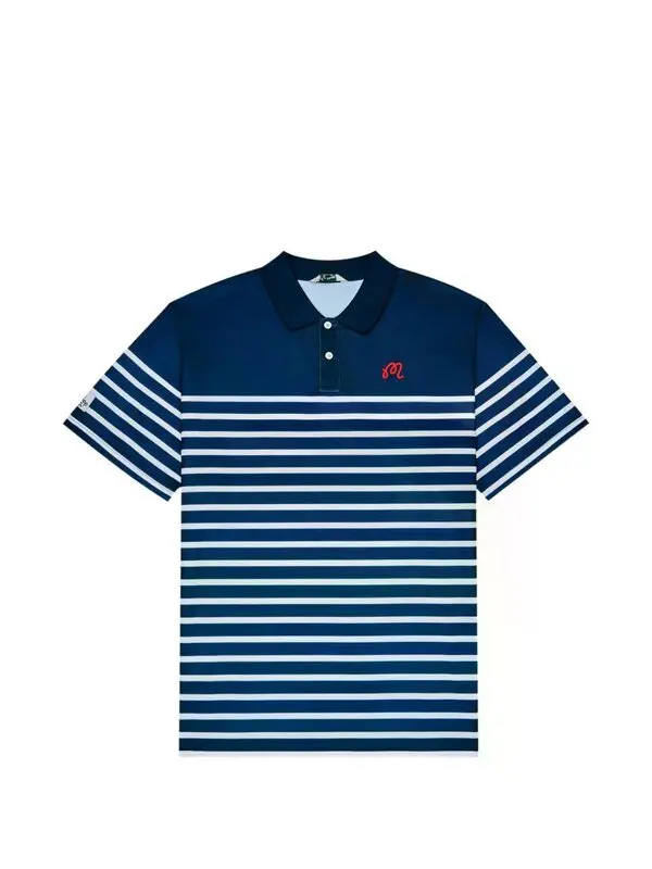 MALBON Striped-pattern Polo Shirt - Blue