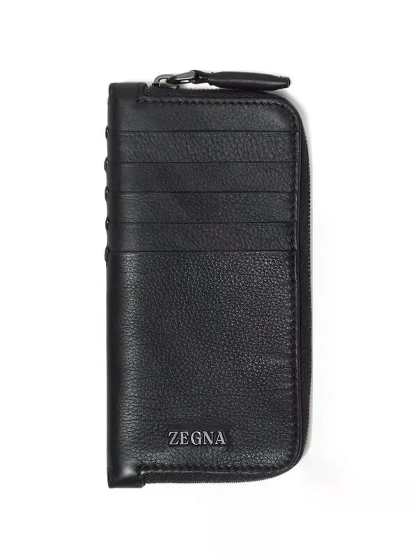 Zegna Leather Card Case - Blue