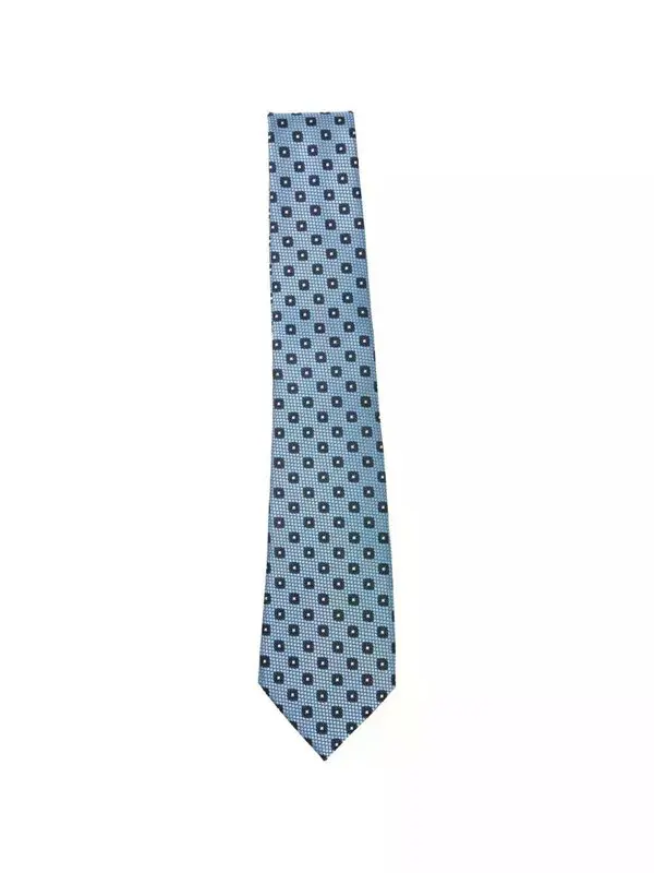 Zegna Square-print Neck Tie - Blue