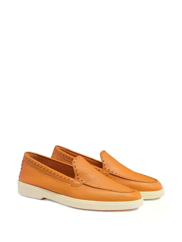 Santoni Round-toe Leather Loafers