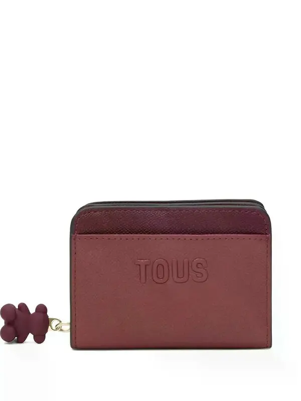 TOUS Medium Doble Audree Bear-charm Embossed Wallet - Red
