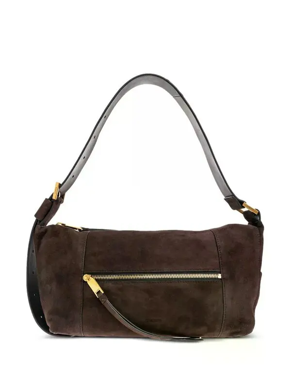 ALLSAINTS Zip Suede Shoulder Bag - Brown