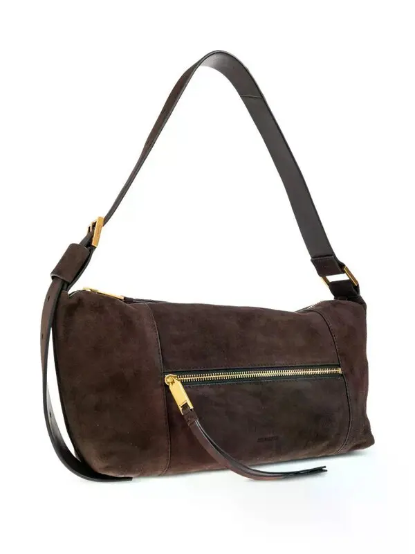 ALLSAINTS Zip Suede Shoulder Bag - Brown
