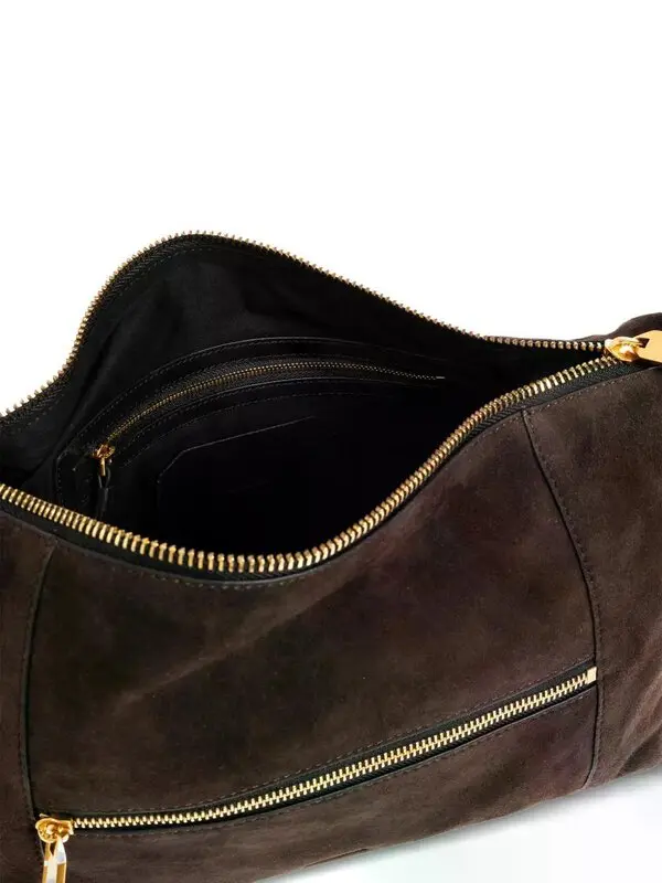 ALLSAINTS Zip Suede Shoulder Bag - Brown