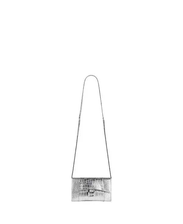 Balenciaga Hourglass Wallet On Chain - Silver