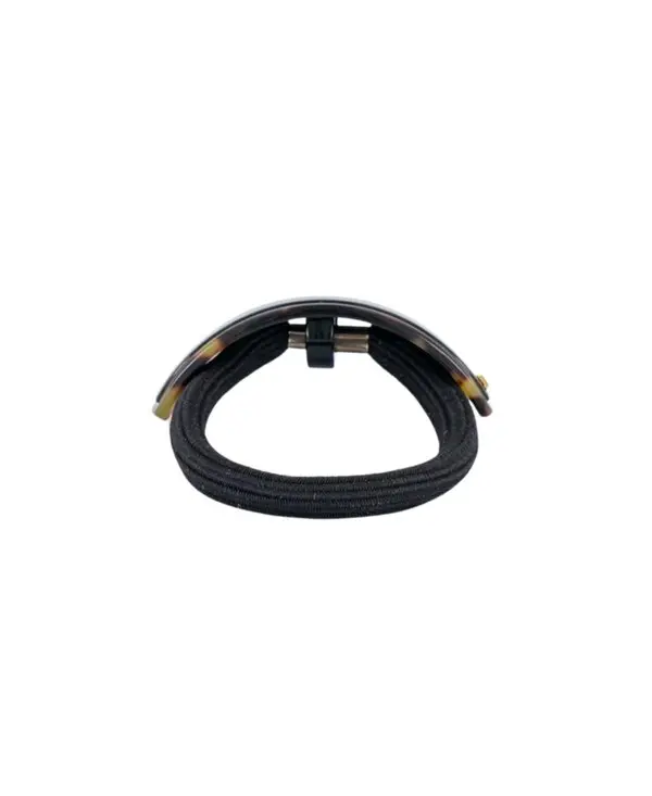 Alexandre De Paris Notre Dame Acetate Ponytail Holder - Black Tortoiseshell