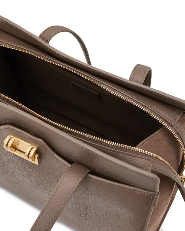 REISS Leather Tote - Taupe