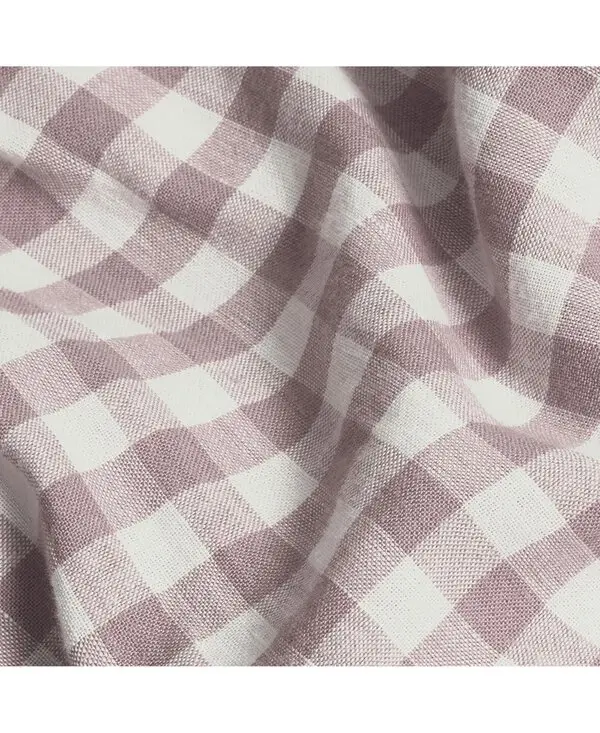 PIGLET IN BED Gingham Linen Blend Flat Sheet, Queen