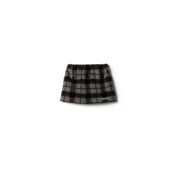 Miu Miu Checked Teddy Miniskirt - Gray/black