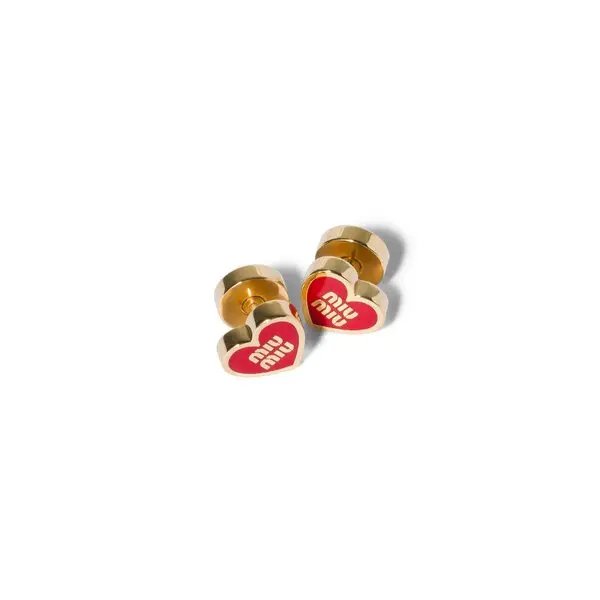 Miu Miu Metal Stud Earrings - Gold/red