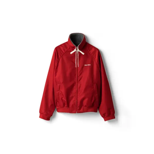 Miu Miu Technical Gazar And Fleece Bomber Jacket - Red