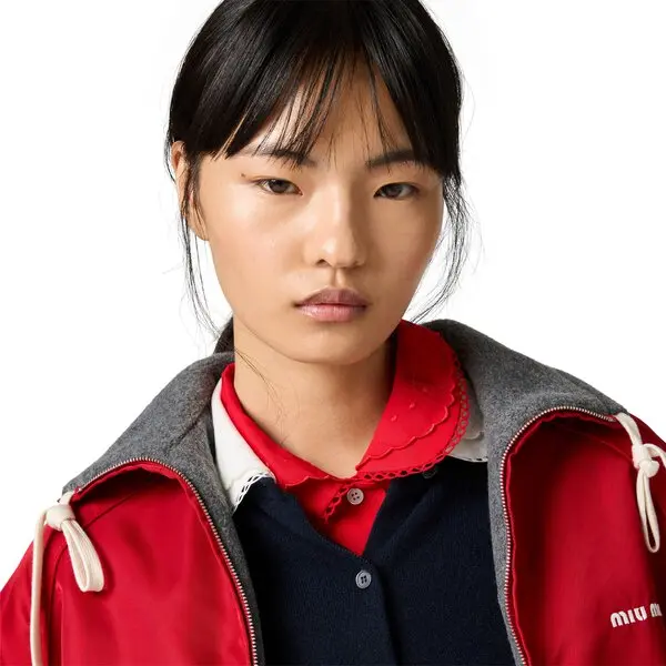 Miu Miu Technical Gazar And Fleece Bomber Jacket - Red