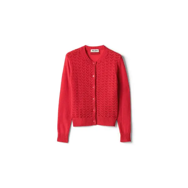 Miu Miu Lace-effect Cashmere Cardigan