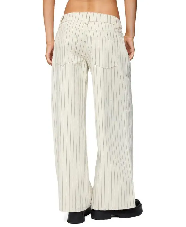 EDIKTED Cory Striped Low Rise Jeans - Cream