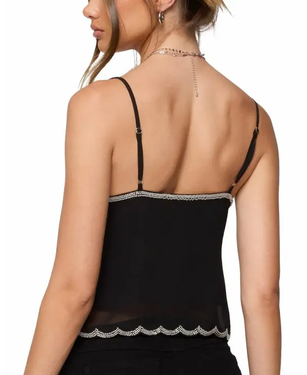 EDIKTED Sequin Chiffon Tank Top