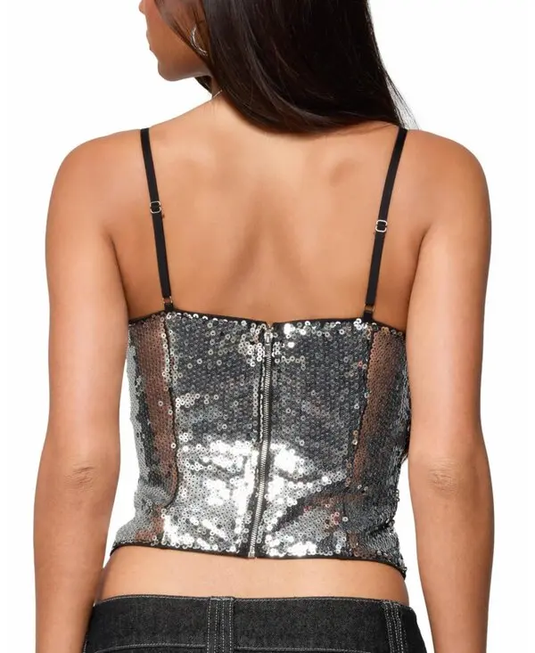 EDIKTED Rokko Cut Out Sequin Top
