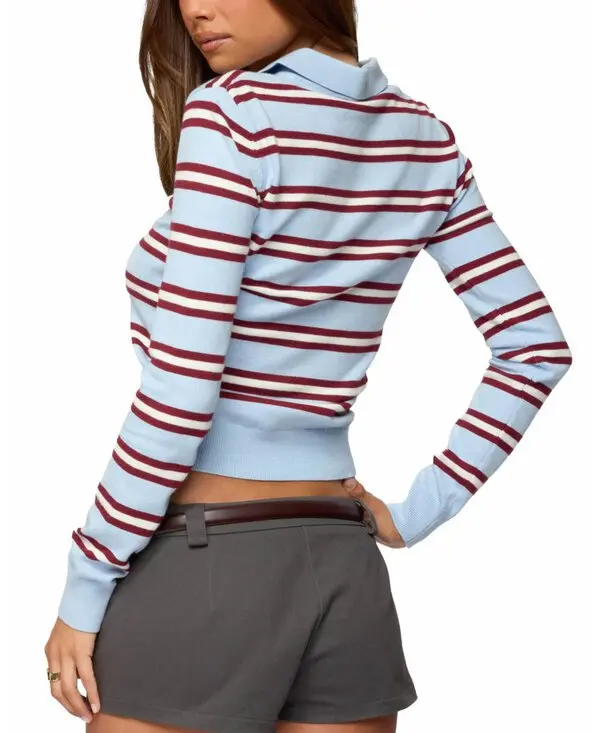 EDIKTED Striped Polo Sweater