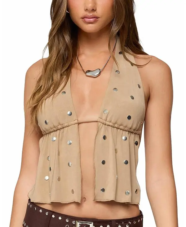 EDIKTED Studded Backless Top