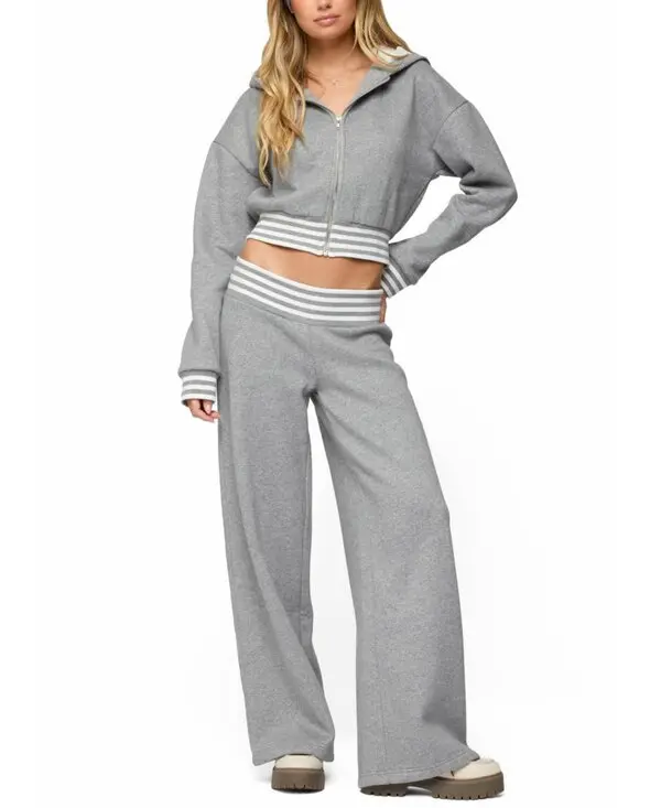 EDIKTED Eloura Stripey Sweatpants - Gray-melange