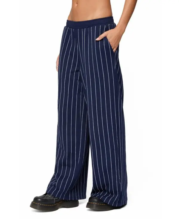 EDIKTED Pinstripe Wide Leg Sweatpants