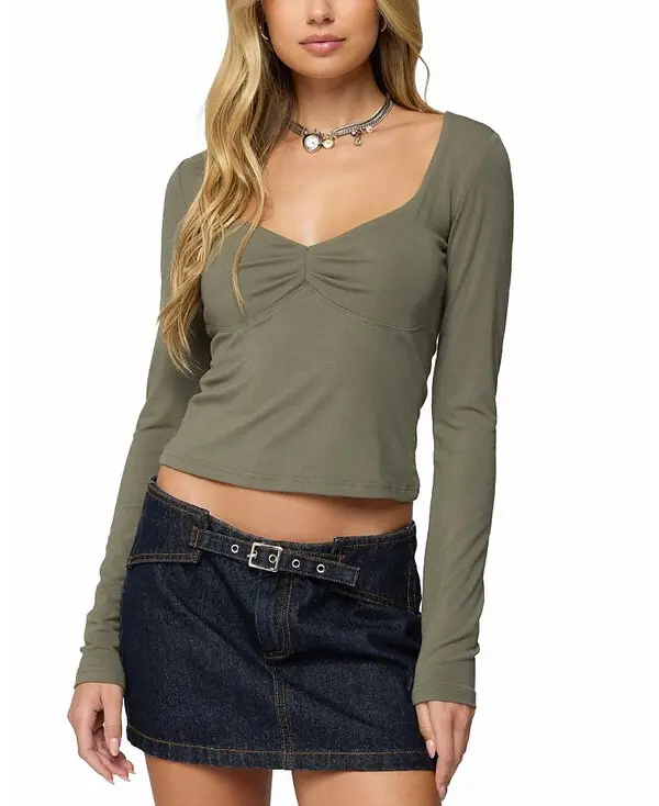 EDIKTED Zelly Deep V Scoop Neck Top