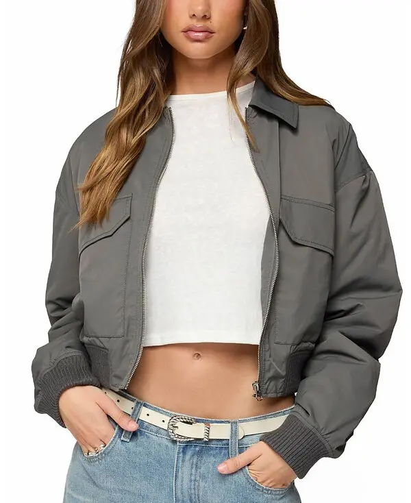 EDIKTED Ruched Oversized Bomber Jacket