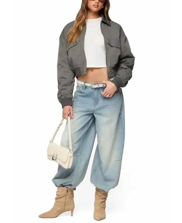 EDIKTED Ruched Oversized Bomber Jacket