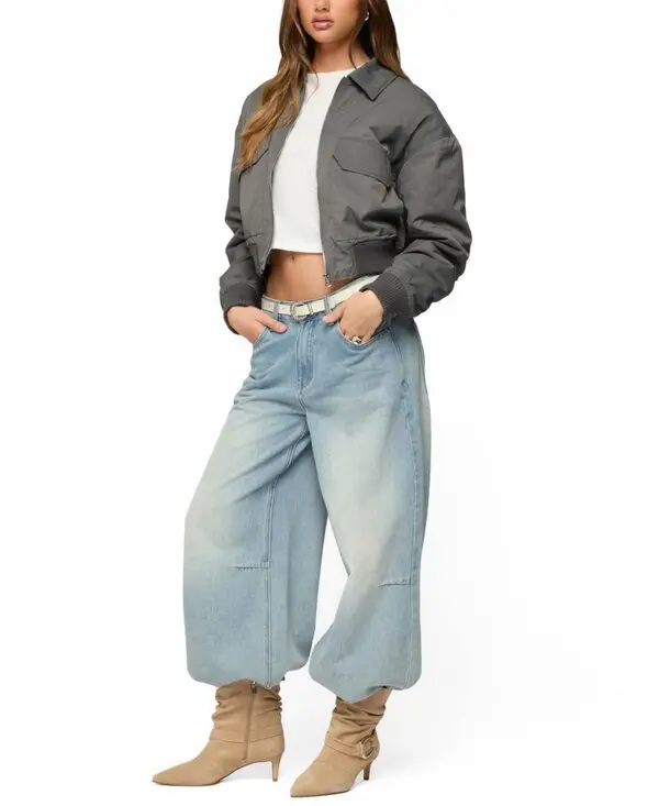 EDIKTED Ruched Oversized Bomber Jacket