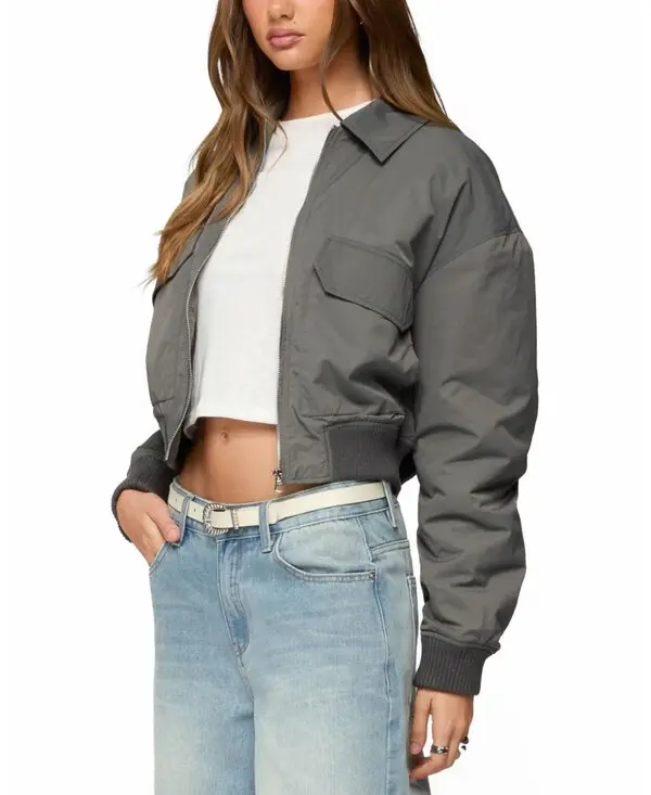 EDIKTED Ruched Oversized Bomber Jacket