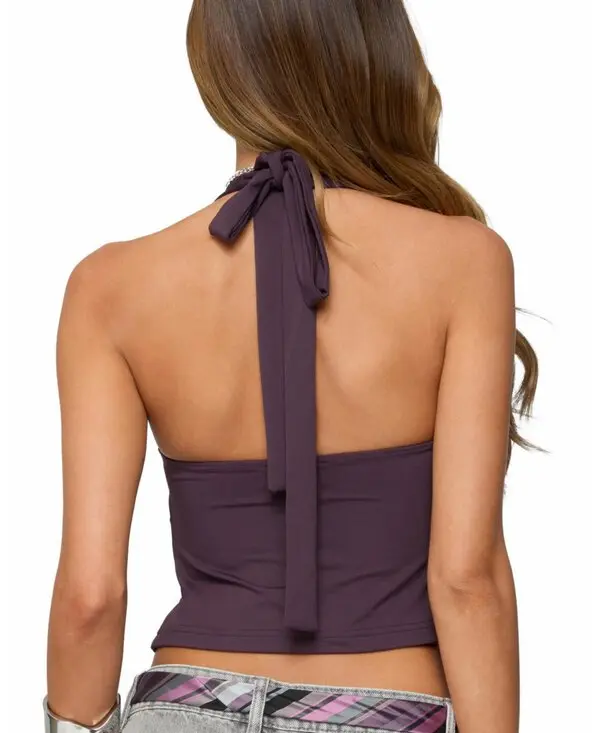 EDIKTED Twisted Split Front Halter Top
