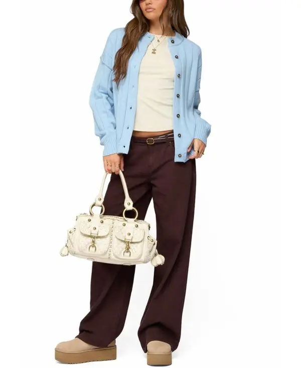 EDIKTED Joanie Wide Ribbed Knit Cardigan