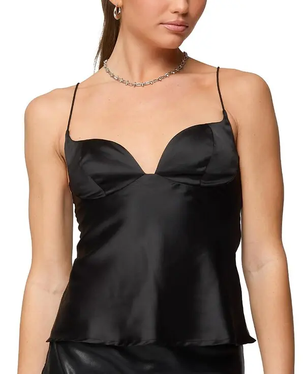 EDIKTED Jema Cupped Satin Effect Top - Black