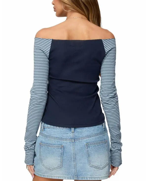EDIKTED Rion Striped Off Shoulder Top