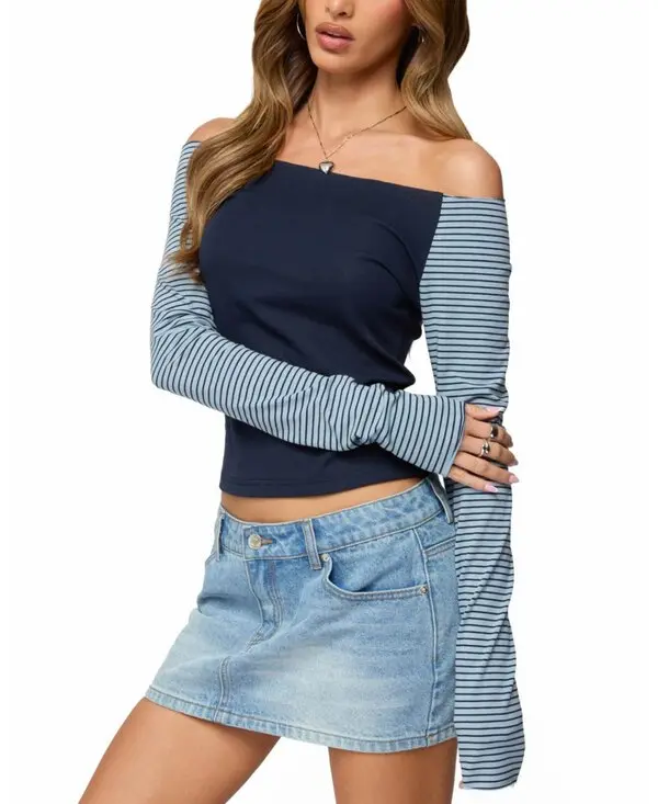 EDIKTED Rion Striped Off Shoulder Top