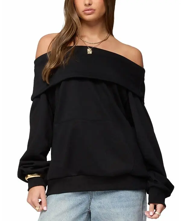 EDIKTED Oversized Foldover Sweatshirt