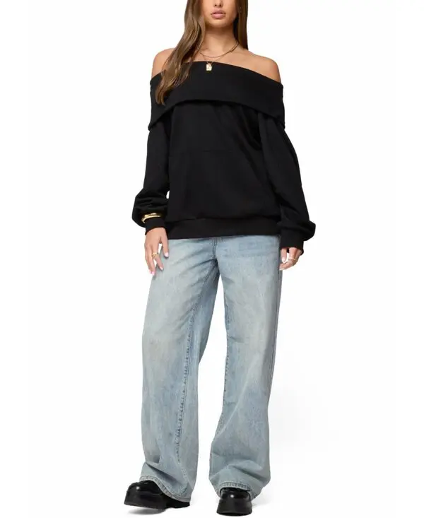 EDIKTED Oversized Foldover Sweatshirt