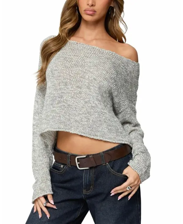 EDIKTED Off-the-shoulder Sweater - Gray
