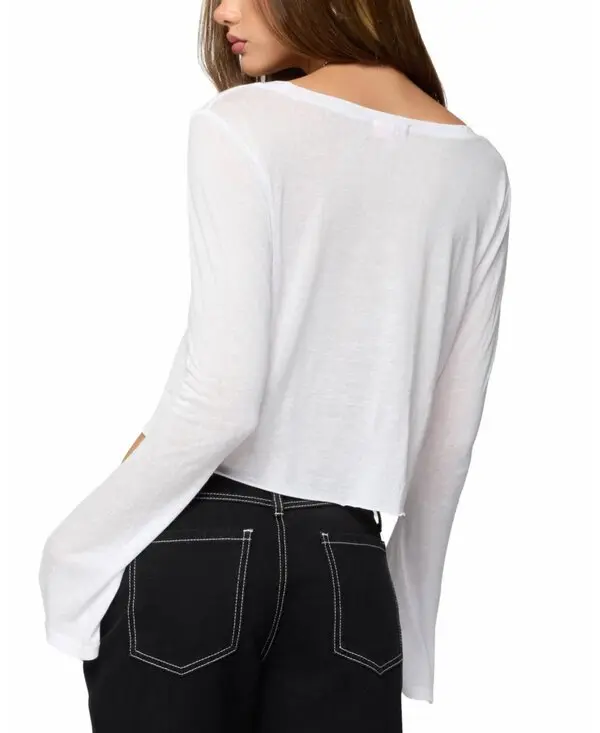 EDIKTED Catalena Long Sleeve Sheer Top