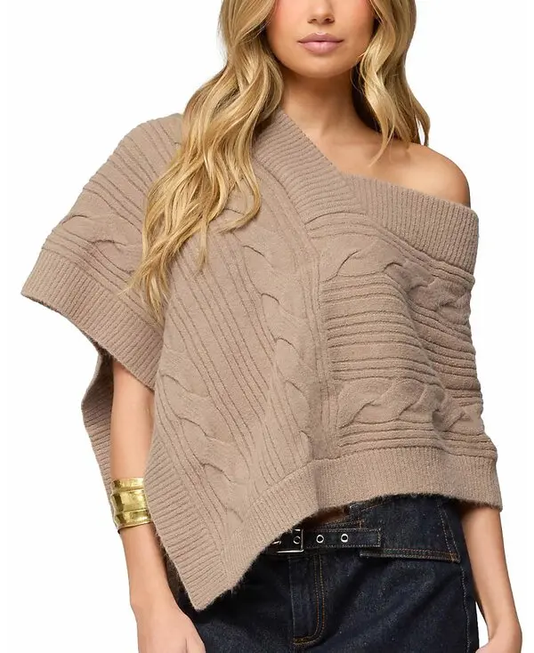 EDIKTED Vickey Cable Knit Poncho