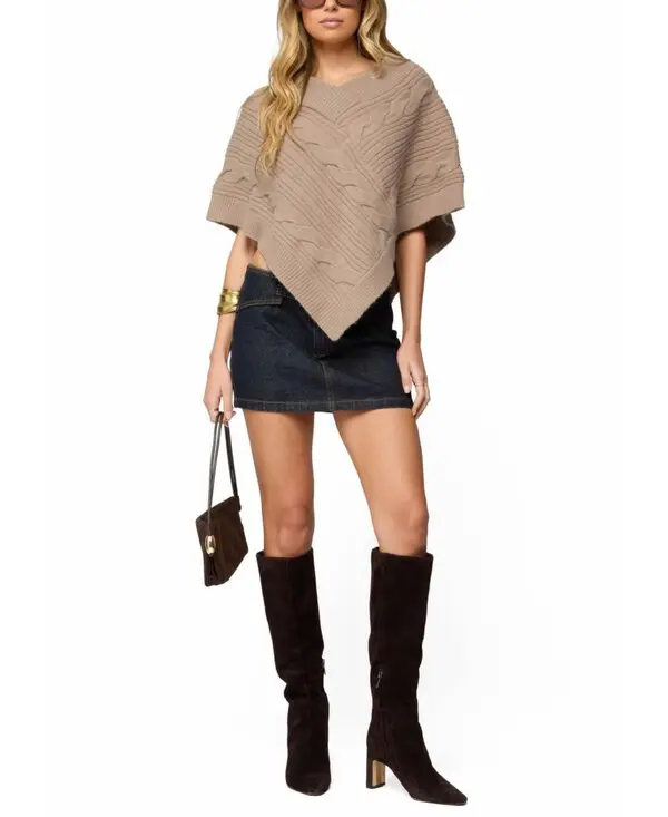 EDIKTED Vickey Cable Knit Poncho
