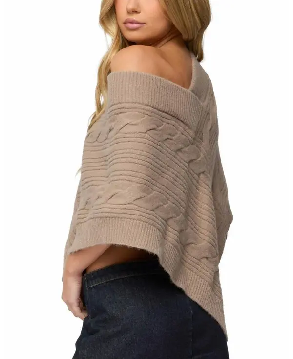 EDIKTED Vickey Cable Knit Poncho
